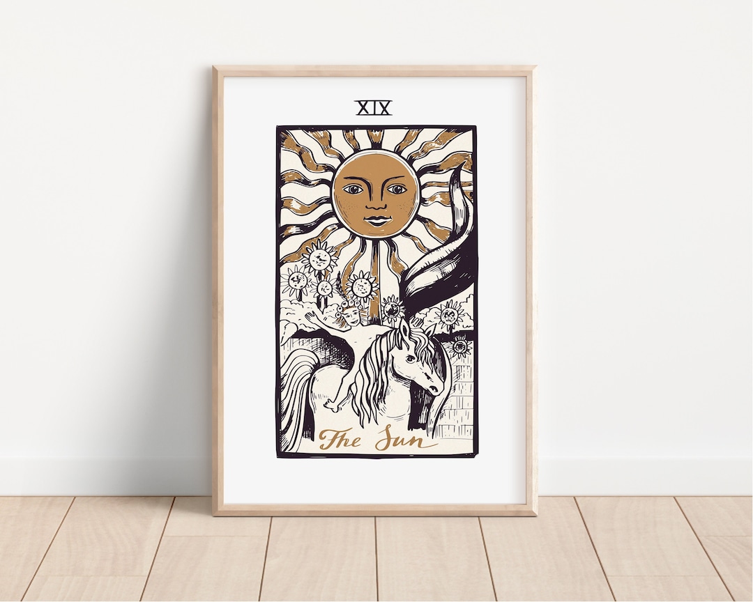 The Sun Vintage Tarot Print - Boho Wall Art, Celestial Wall Prints ...