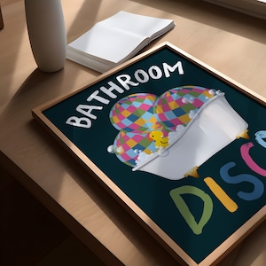 Bathroom Disco Retro Colourful Print - Bathroom Poster, Disco Aesthetic ...