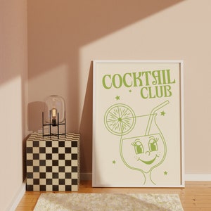 Retro Cocktail Club Character Print - Fun 70s 80s 90s Cocktail Club ...