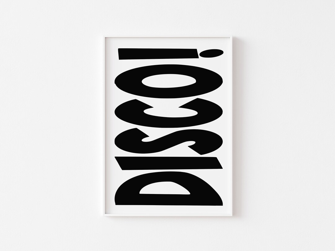 Disco Typography Print: Modern Monochrome Satin Lustre Poster - Etsy