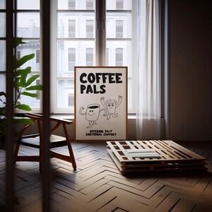 Coffee Pals Fun Illustration Kitchen Print - Aesthetic Kitchen Decor ...