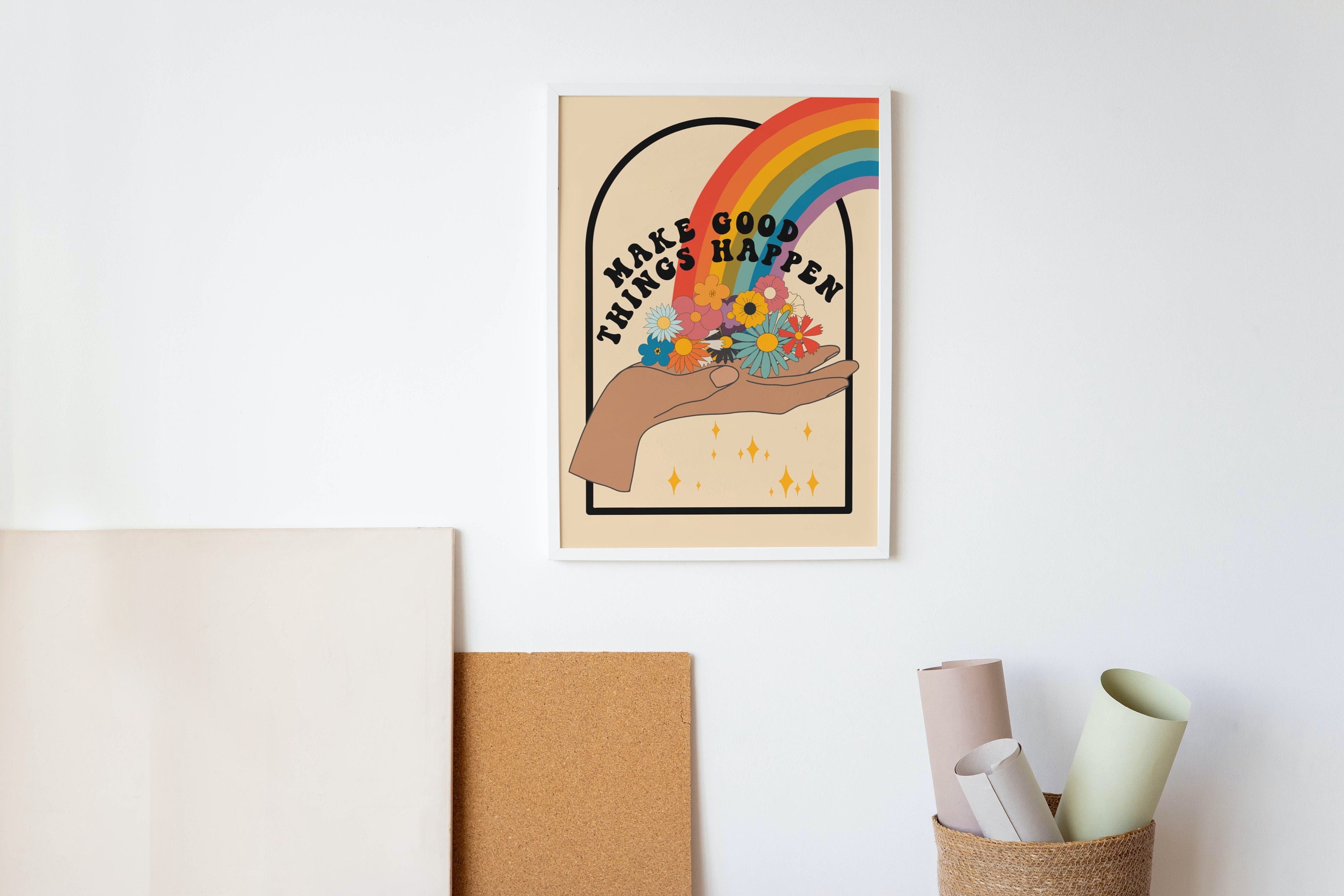 Colourful Make Good Things Happen Print Retro Art Groovy - Etsy
