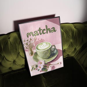 Matcha Latte Print, Painted Matcha Poster, Trendy Kitchen Wall Art ...