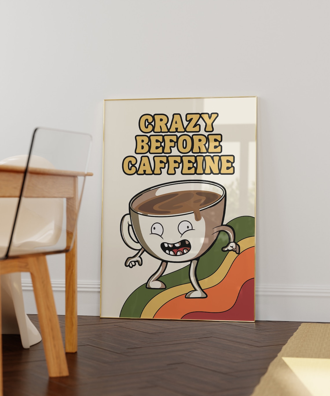 Retro Crazy Before Caffeine Print - Retro Character, Psychedelic ...