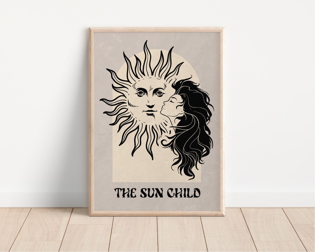 The Sun Child Tarot Card Style Print - Bohemian Mystical Poster ...