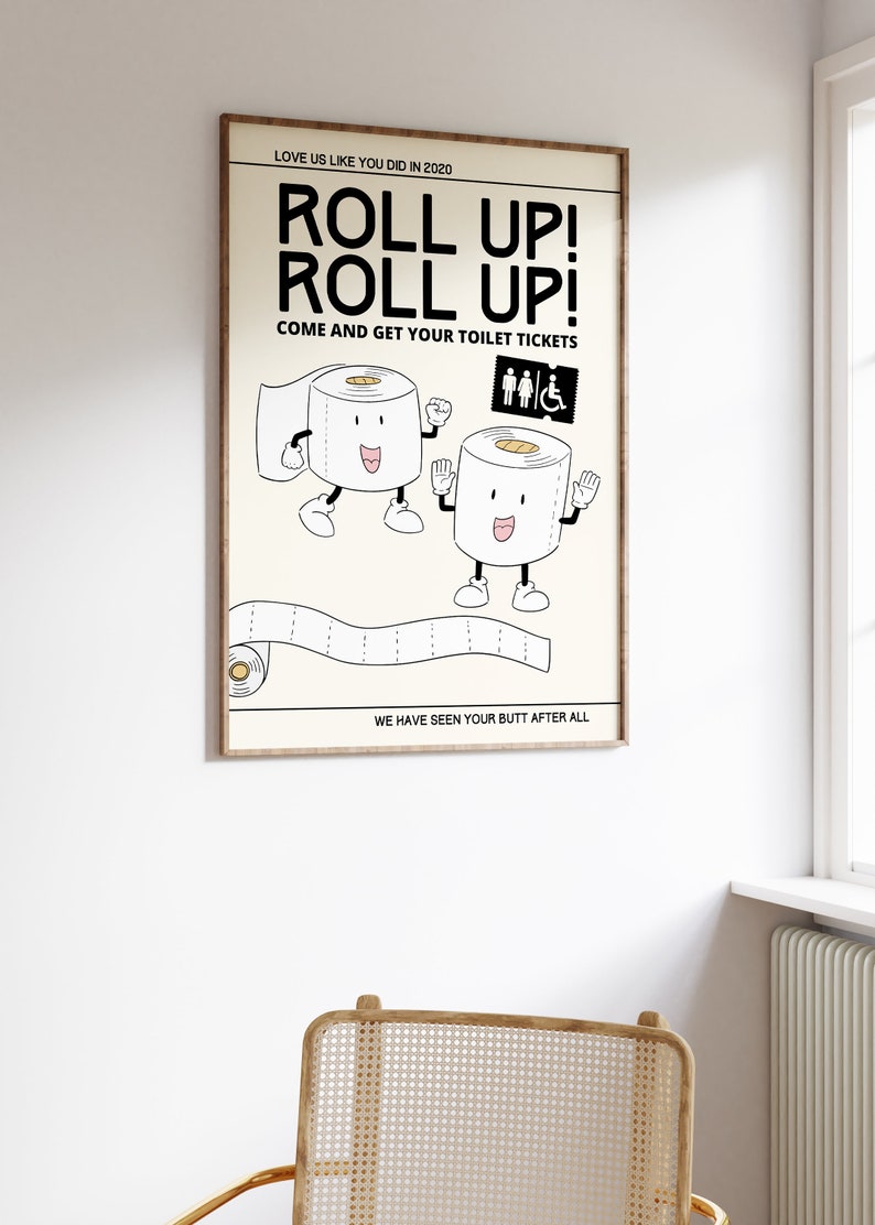 Roll up Toilet Paper Retro Character Print Fun Bathroom - Etsy