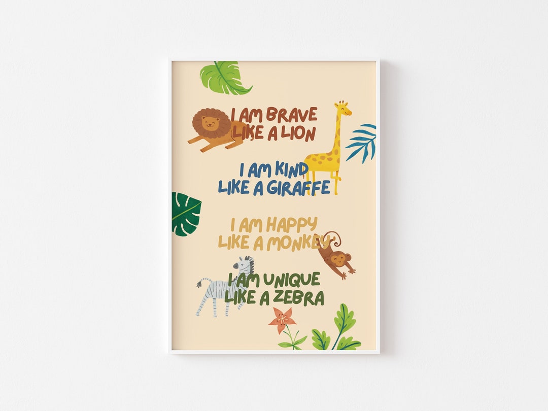 Jungle Animal Affirmations Nursery Print: Boho Kids Bedroom - Etsy