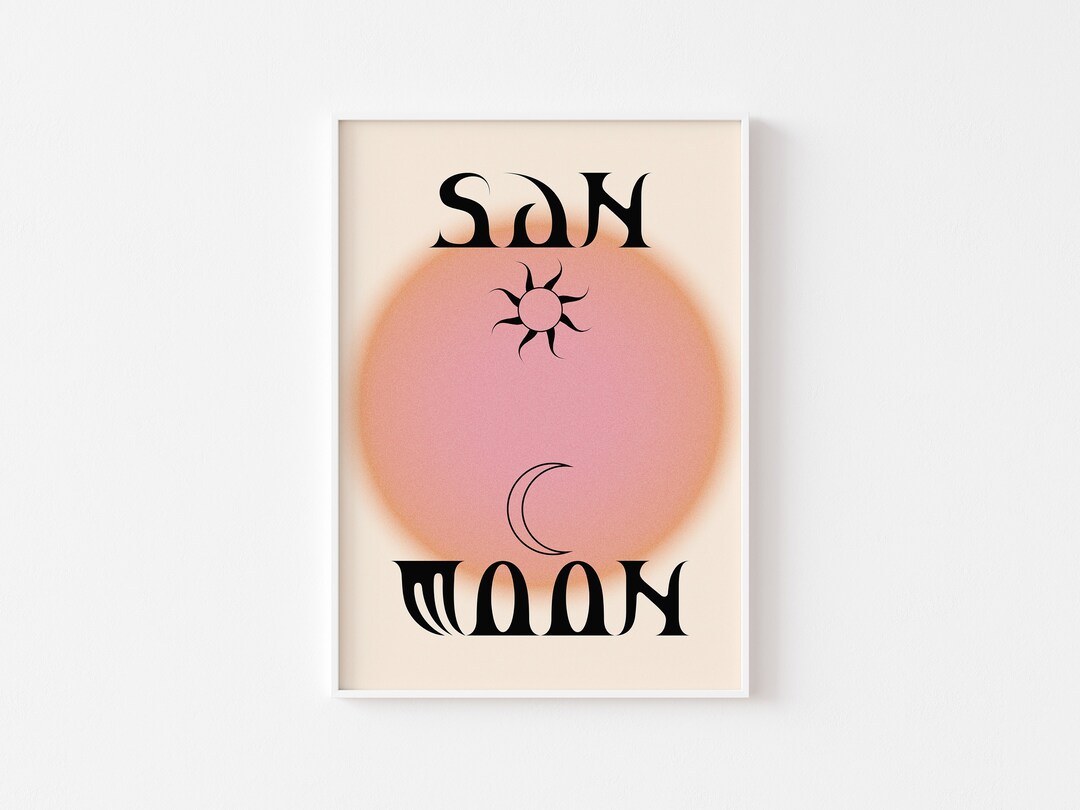 SUN MOON Gradient Energy Print - Boho Wall Art Poster, Minimalist Sun ...