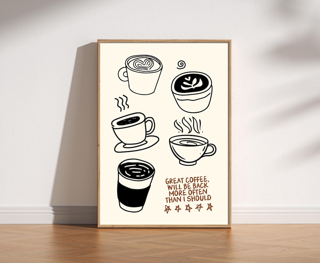 Five Star Coffee Print, Coffee Review, Fun Quirky Coffee Lover Wall Art ...