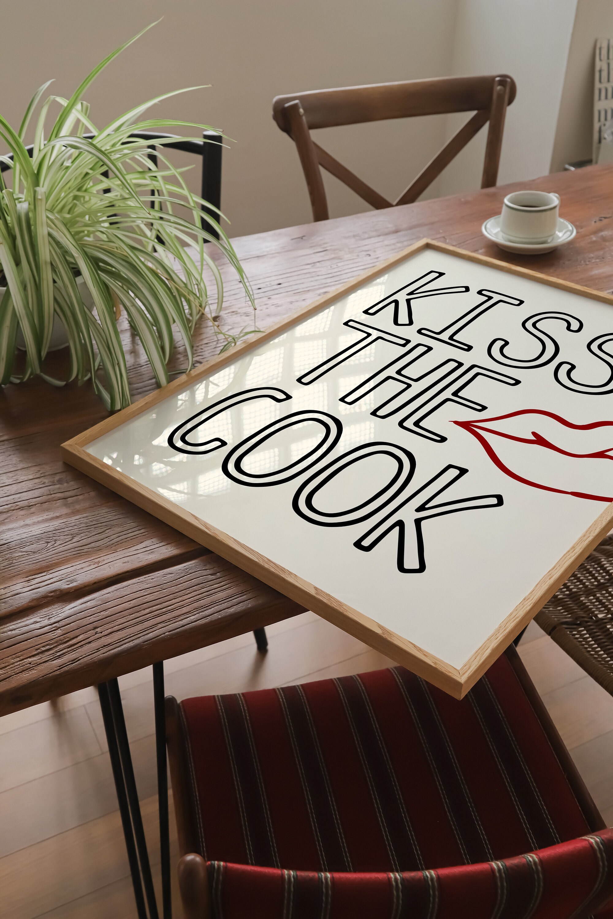 Kiss the Cook Trendy Minimalist Kitchen Print - Aesthetic Kitchen Decor ...