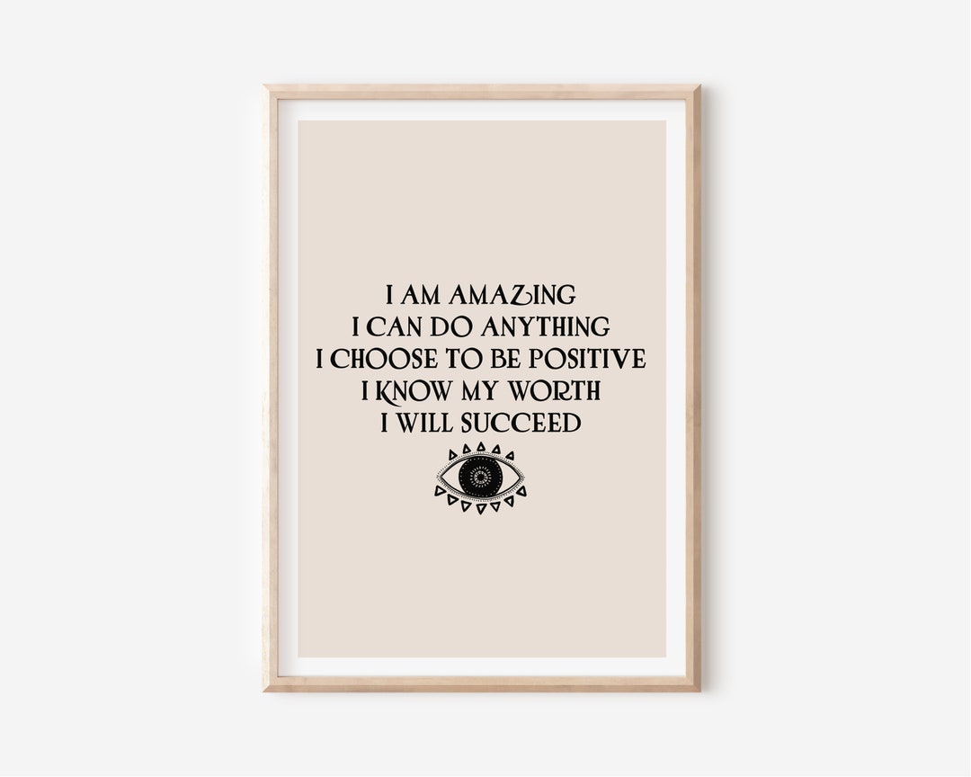 Boho Positive Affirmation Print: Beige Minimalist Wall Art - Etsy