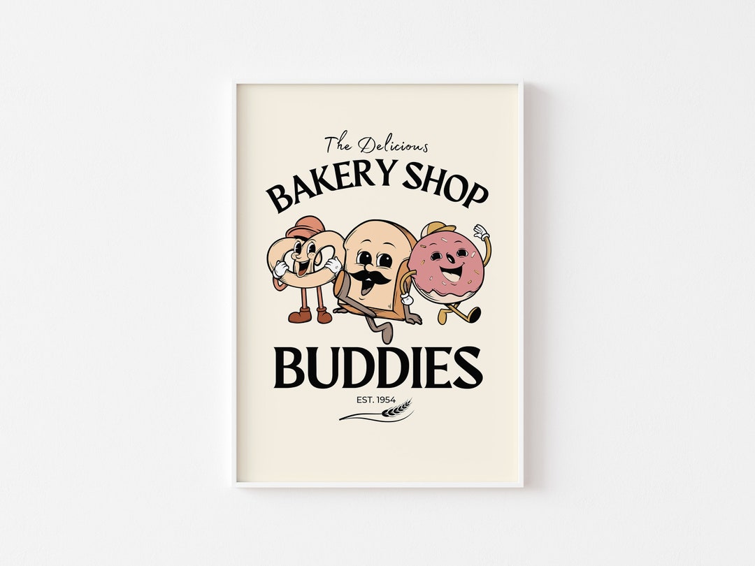 Retro Bakery Print: 60s Cartoon Food Kitchen Poster - Etsy