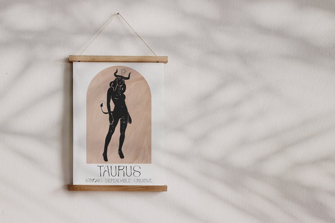 Taurus Boho Zodiac Print - Star Sign Art, Astrology Poster, Bohemian ...