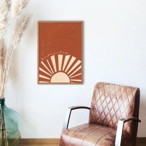Boho Sunrise Print - Earthy Decor, Mid Century Modern, Abstract Sunrise ...