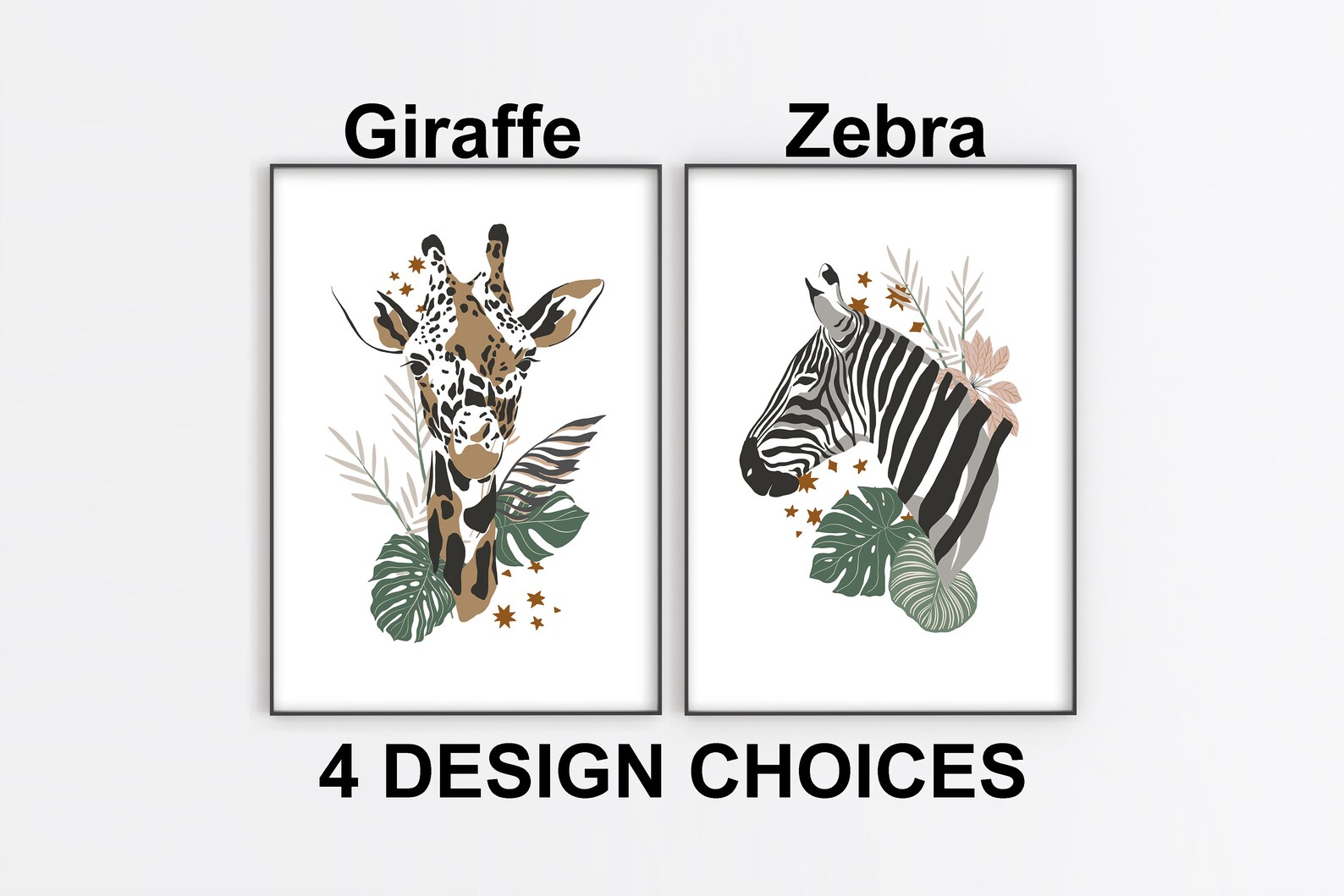 Jungle Zebra Print Tropical Giraffe Botanical Animal Print - Etsy UK