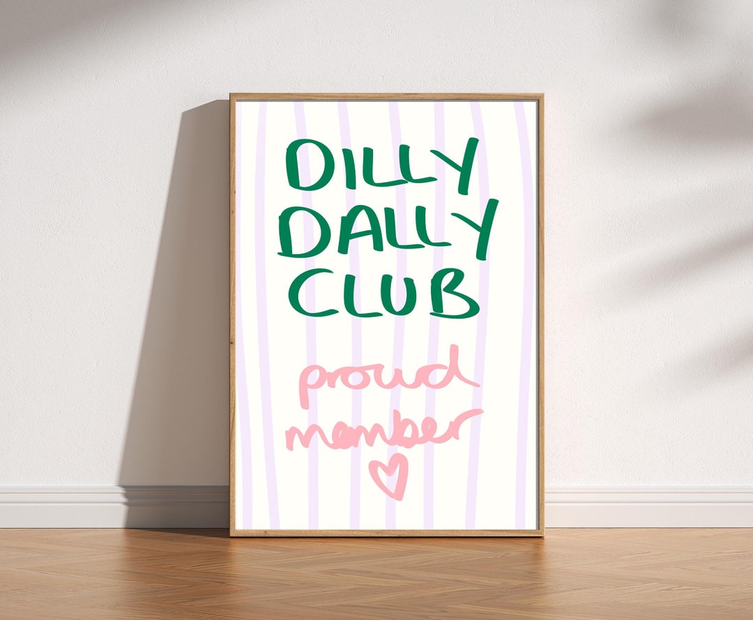 Dilly Dally Club Print: Pastel Pink, Purple, Green Typography - Etsy