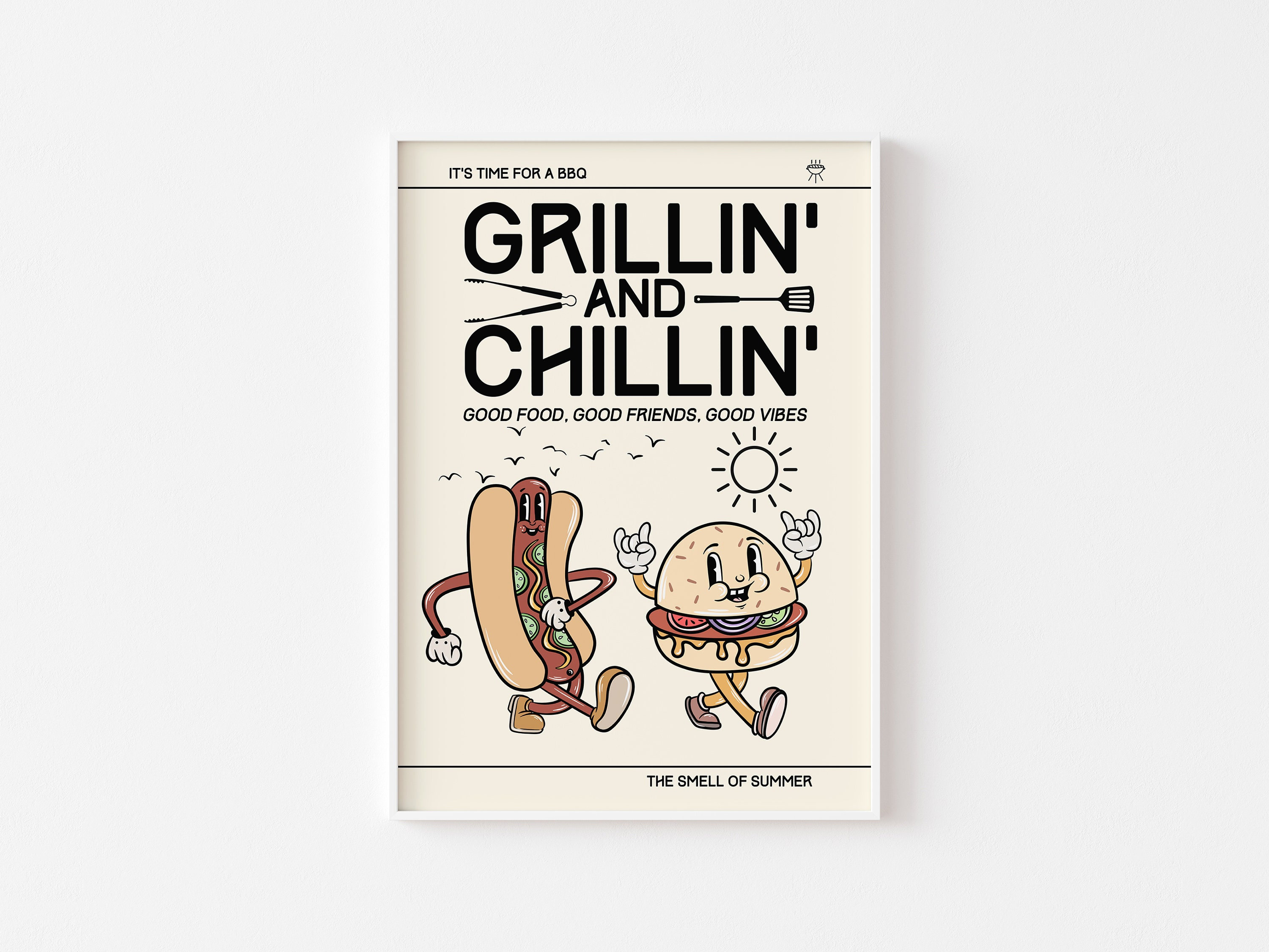BBQ Grillin and Chillin Retro Character Print Fun Kitchen - Etsy