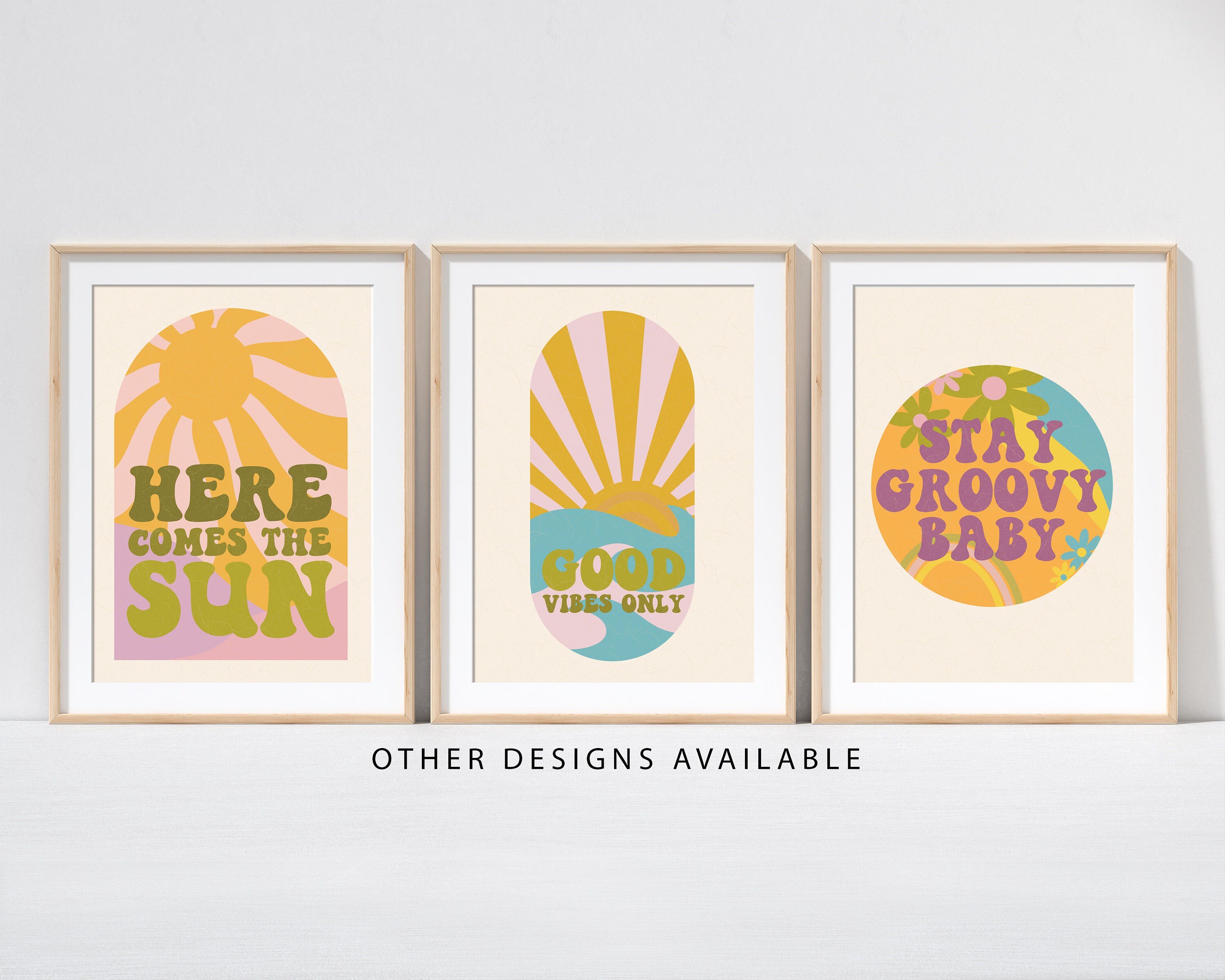 Here Comes the Sun Print Retro Style Typography 60s 70s | Etsy