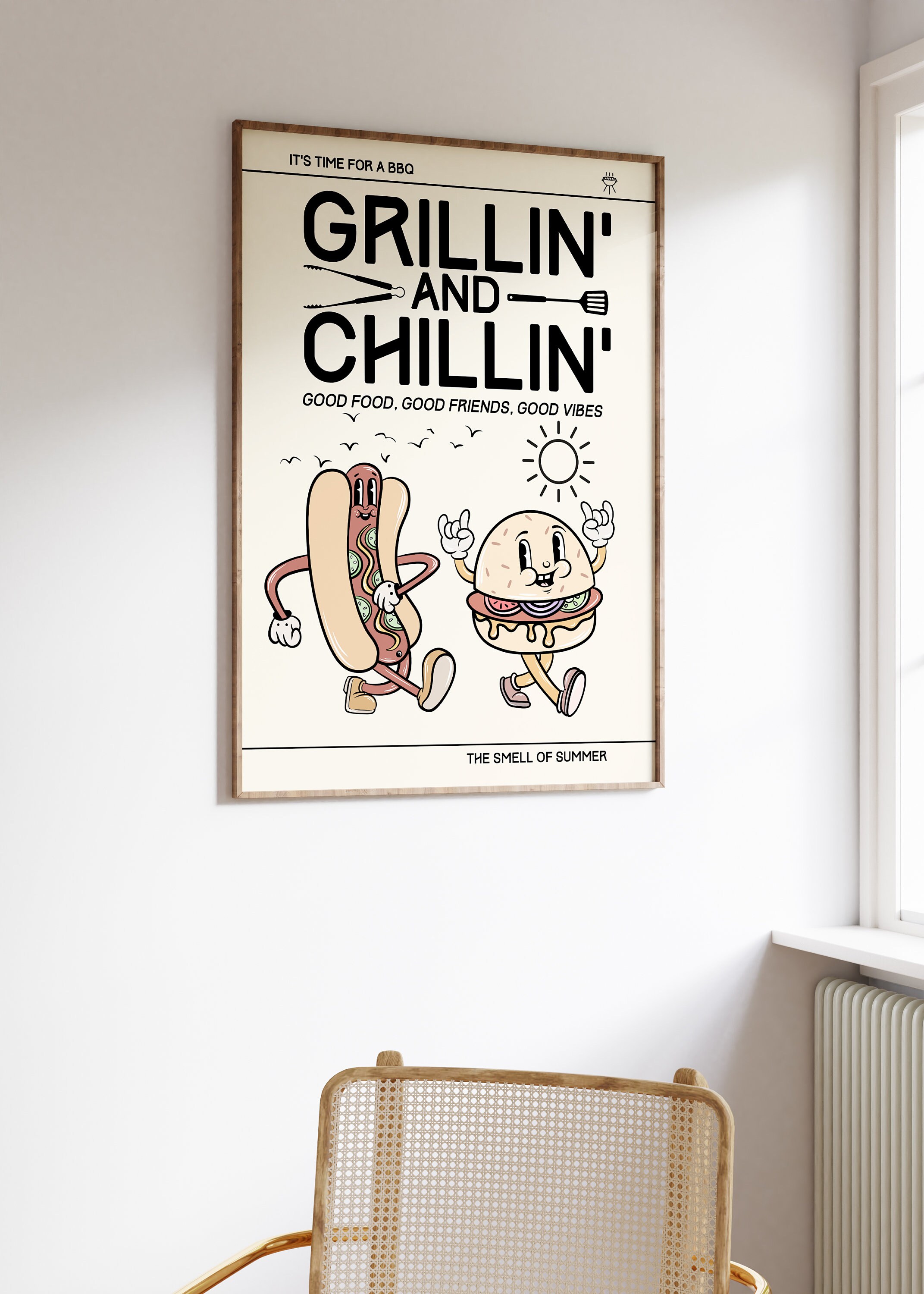 BBQ Grillin and Chillin Retro Character Print Fun Kitchen - Etsy