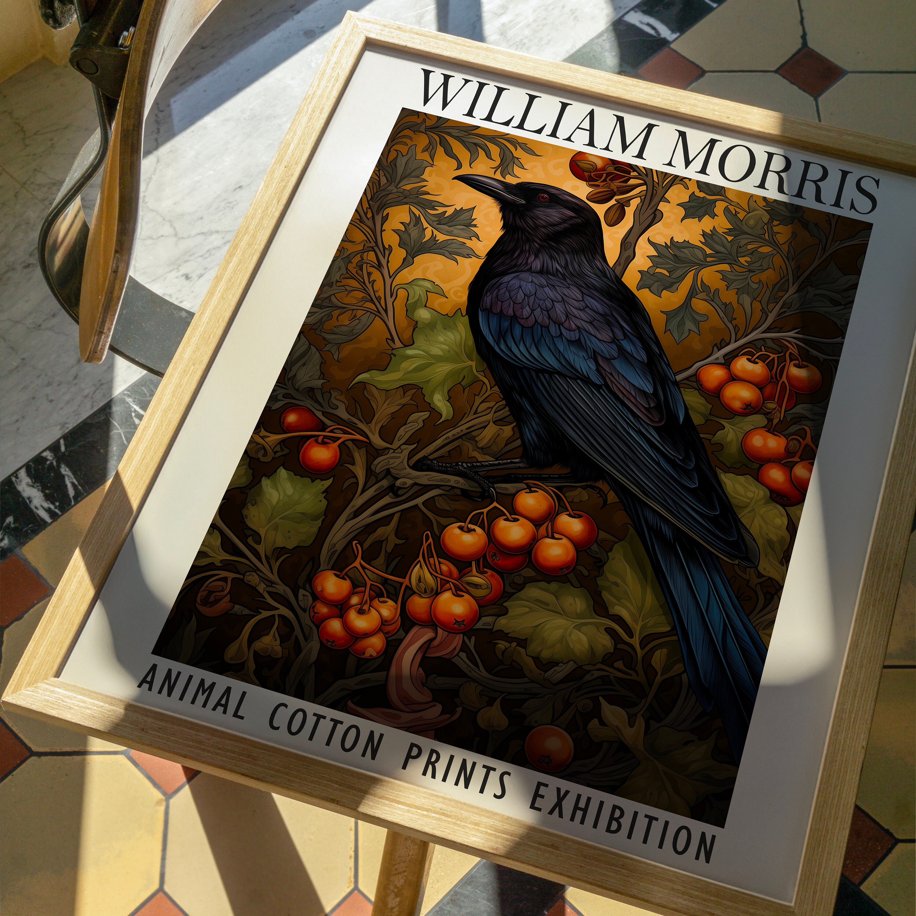 William Morris Style Crow Print - Animal Cotton Prints Exhibition ...