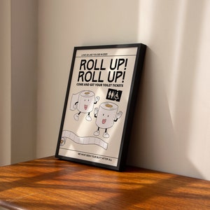 Roll up Toilet Paper Retro Character Print - Fun Bathroom Print, Retro ...