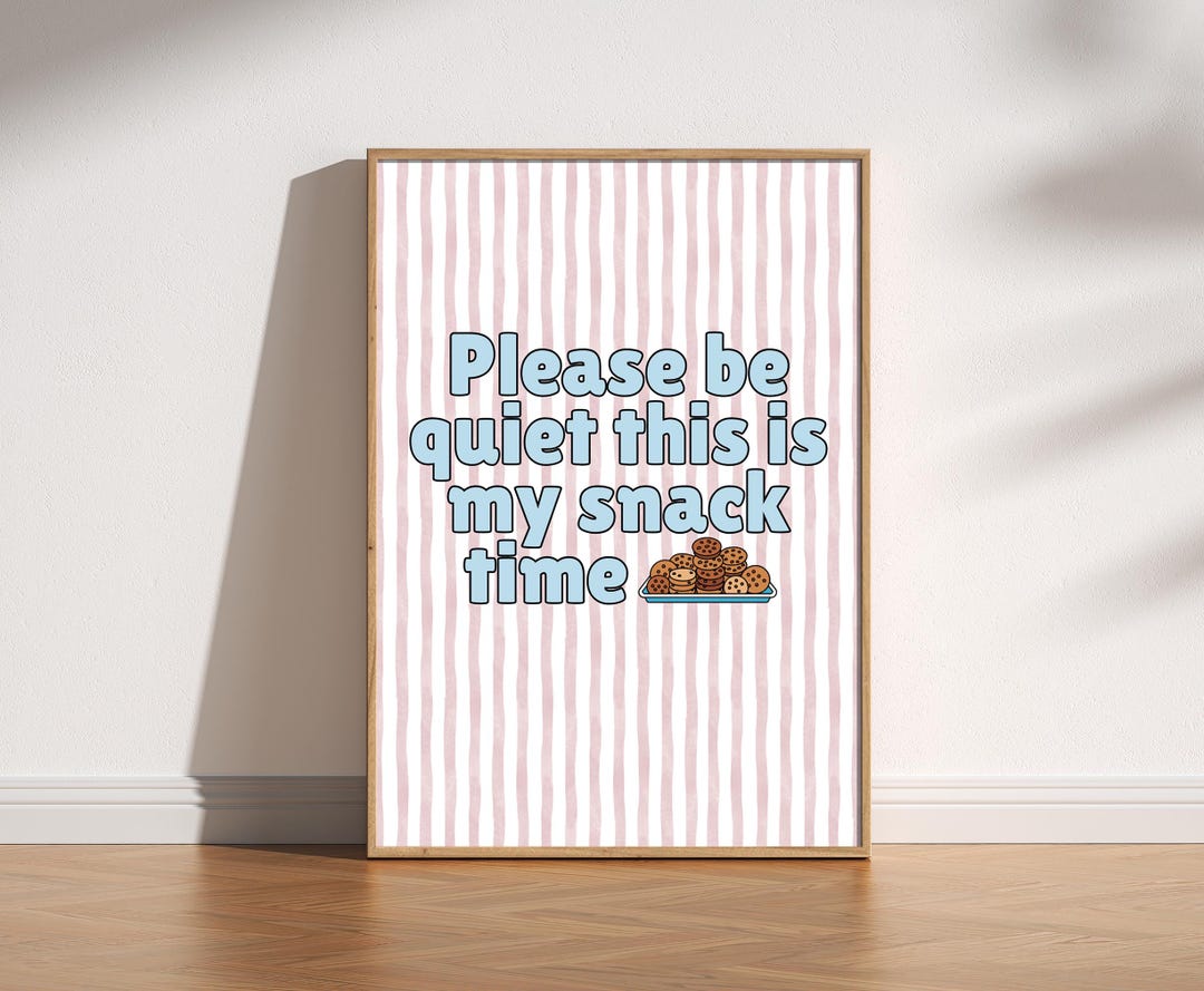 Snack Time Striped Art Print, Cute Retro Kitchen Wall Art Print, Mid ...