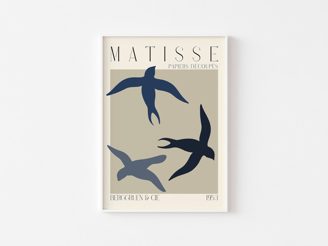 Matisse Inspired Bird Print: Neutral Scandinavian Art Exhibition Poster ...