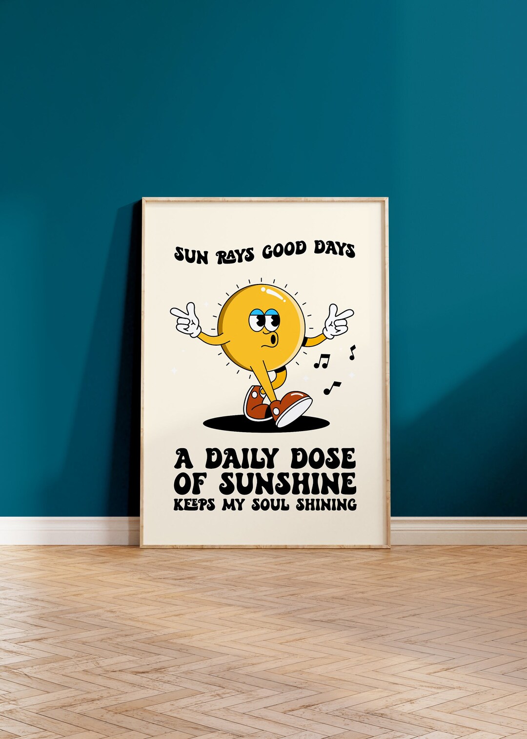 Sunshine Retro Character Print - Daily Dose of Sunshine, Funky Mascot ...