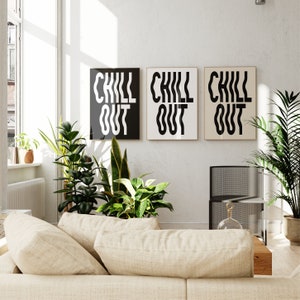 Chill Out Wavy Text Typography Art Print - Retro Trendy Typograpic ...