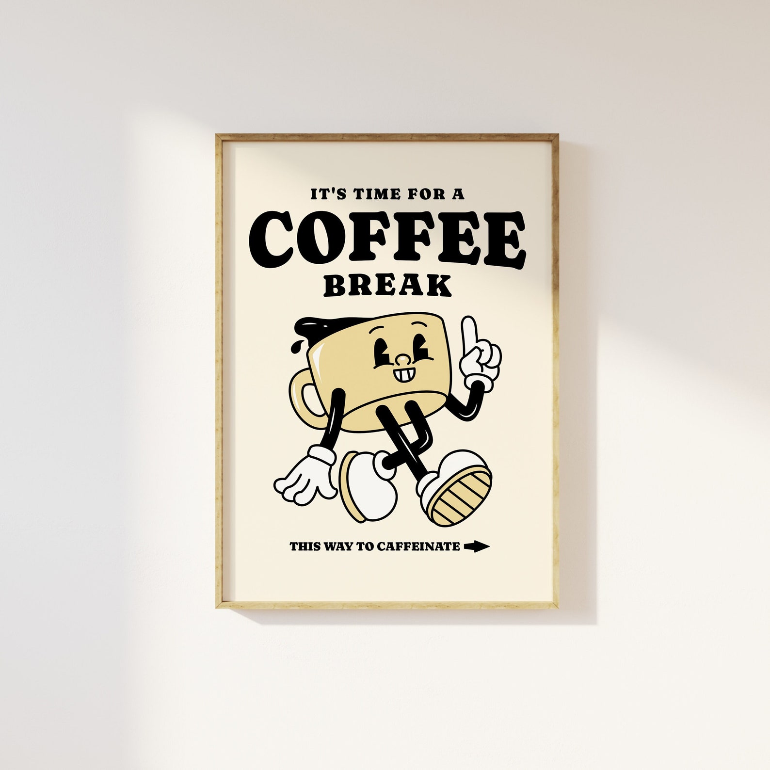 Time for A Coffee Break Retro Mascot Character Kitchen Print - Funky ...