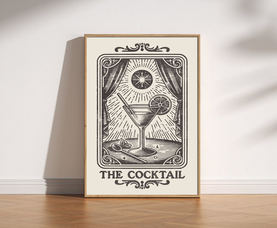 The Cocktail Tarot Card Print, Bar Car Print, Mystical Celestial ...