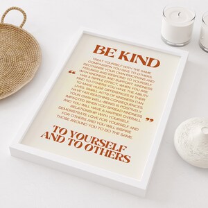 Be Kind to Yourself Retro Print: Minimalist Positivity Poster - Etsy