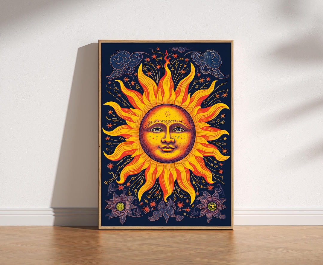 90s Celestial Sun Print, 90s Whimsigoth Celestial Magical Home Decor ...