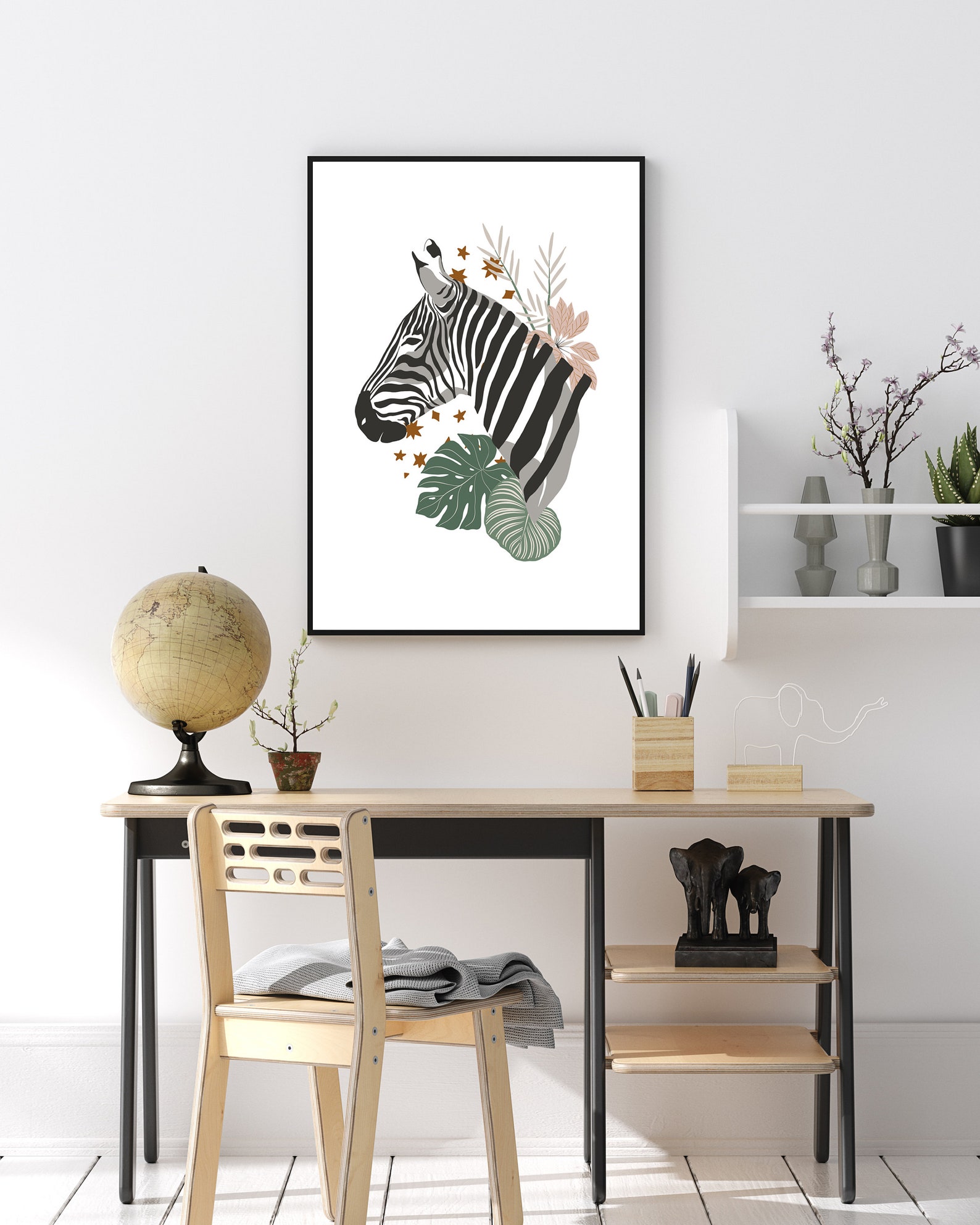 Jungle Zebra Print Tropical Giraffe Botanical Animal Print - Etsy UK