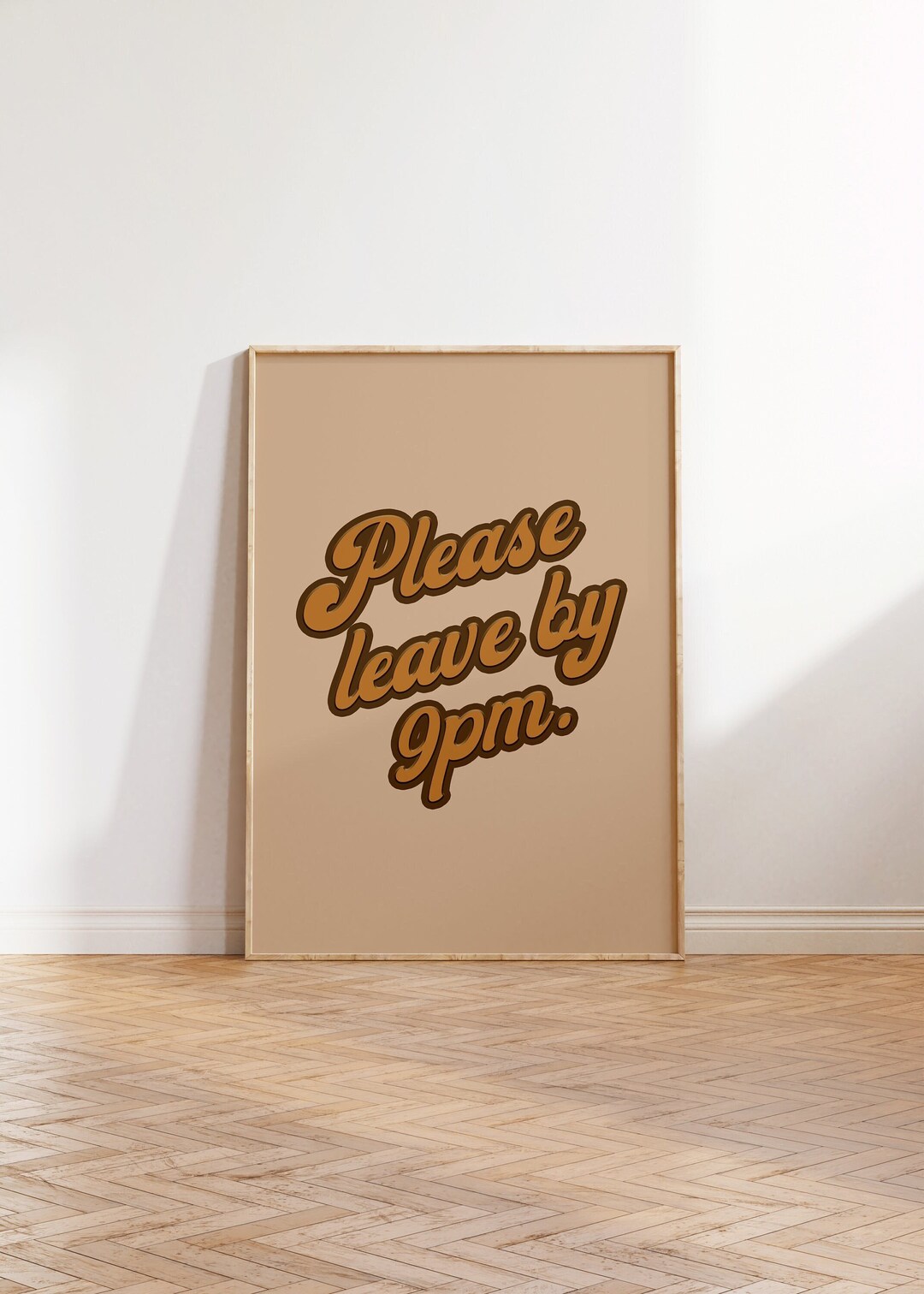 Retro 70s 'please Leave by 9pm' Print: Humorous Typography - Etsy