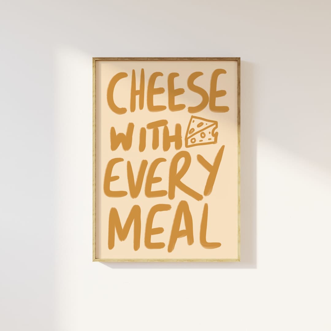 Retro Cheese Kitchen Print: Hand Drawn Foodie Art - Etsy