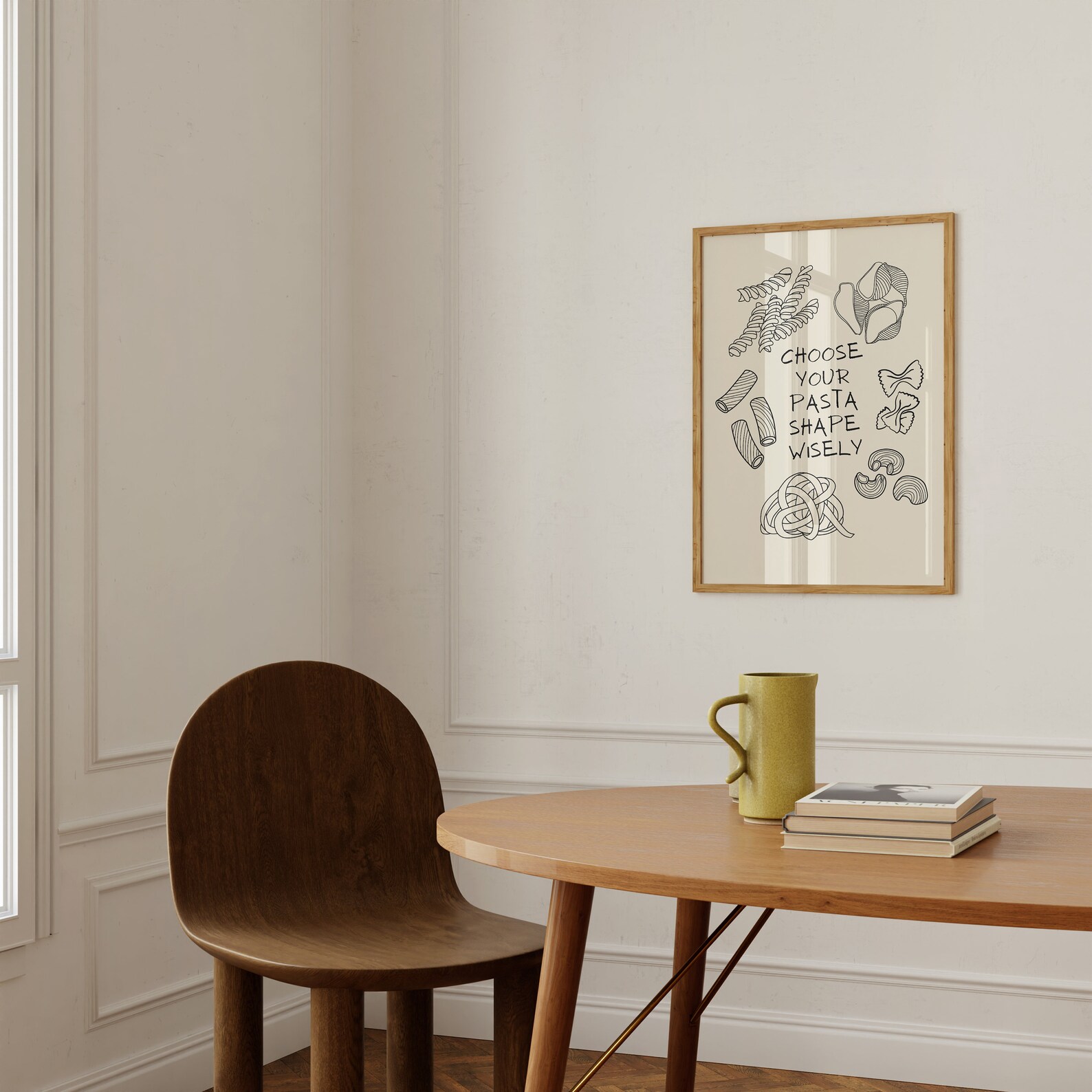 Retro Pasta Sketch Print - Minimalist Retro Pasta, Fun Kitchen Dining ...