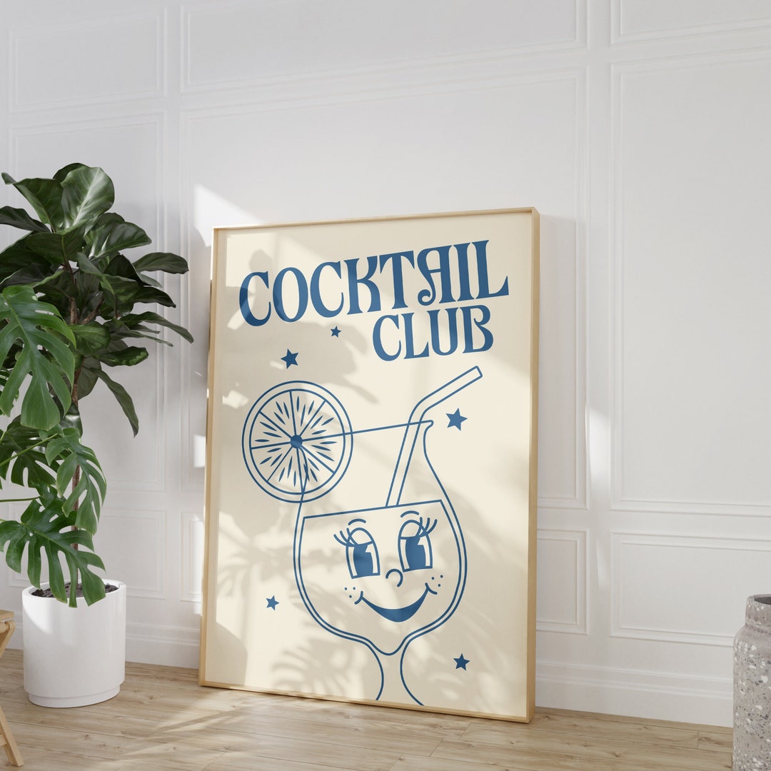 Retro Cocktail Club Character Print - Fun 70s 80s 90s Cocktail Club ...
