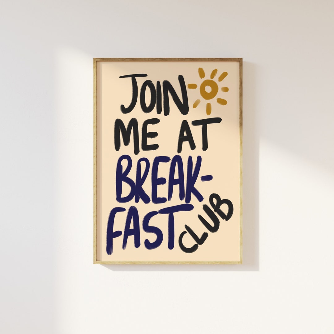 Breakfast Club Hand Drawn Retro Kitchen Print, Fun Kitchen Poster ...