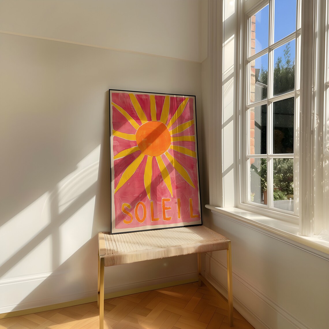 Soleil Colourful Summer Print, Retro Sun Poster, Abstract Modern Sun ...