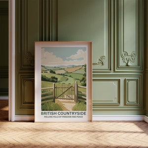 British Countryside Fields Print - Fields Rolling Hills Rural Nature ...