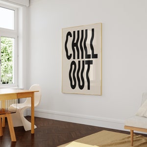 Chill Out Wavy Text Typography Art Print - Retro Trendy Typograpic ...