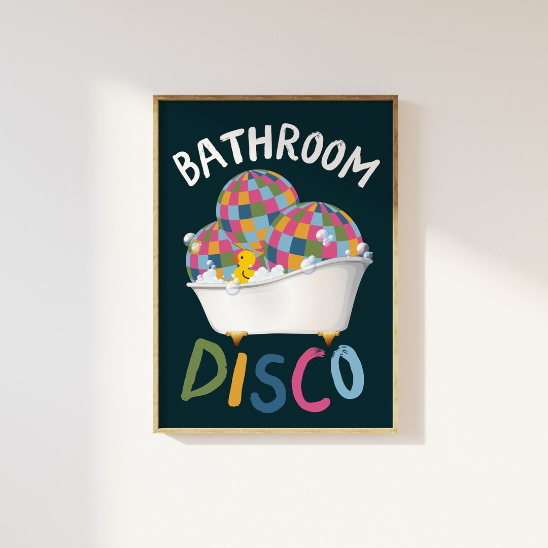 Bathroom Disco Retro Colourful Print - Bathroom Poster, Disco Aesthetic ...
