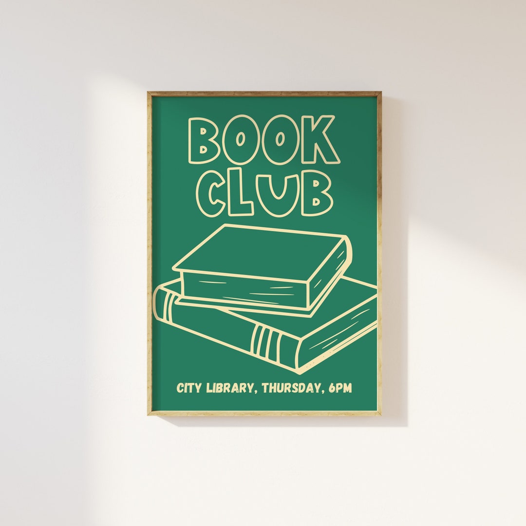 Book Club Retro Print - Book Club Trendy Poster, Library Literature ...