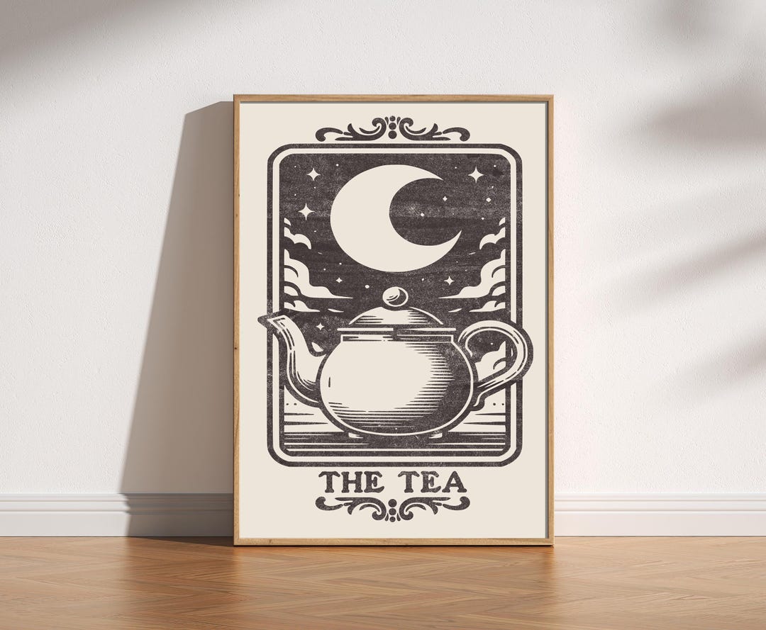 The Tea Tarot Card Print, Celestial Tea Kitchen Print, Tarot Card Style ...