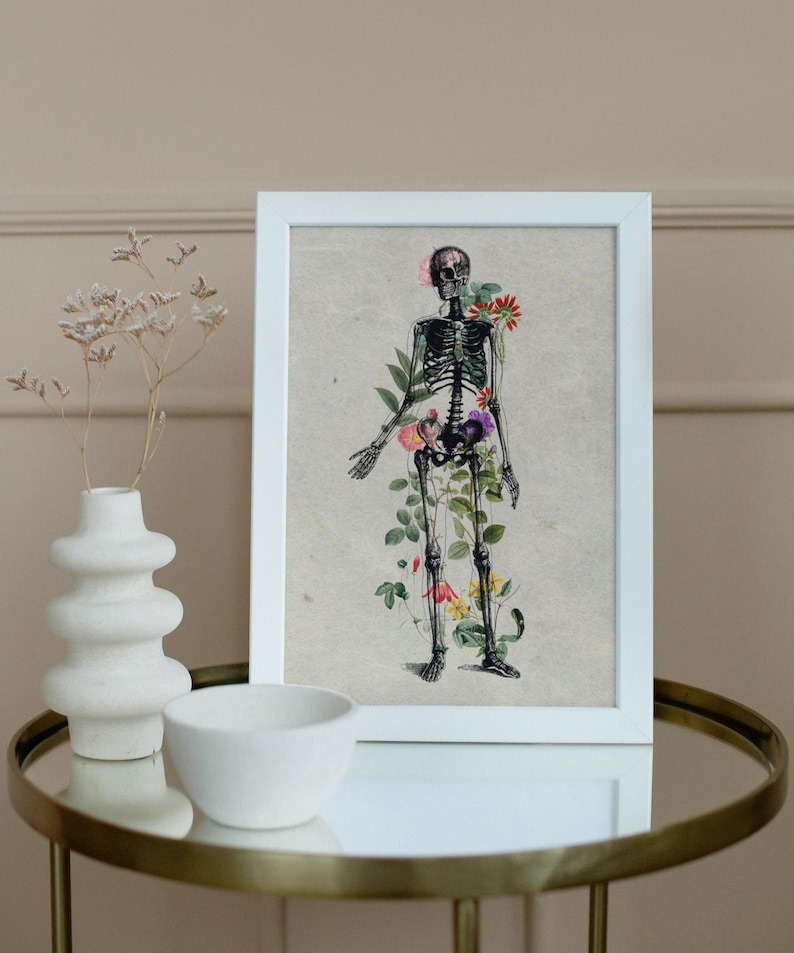 Antique Floral Human Anatomy Print Flowers Through Skeleton - Etsy