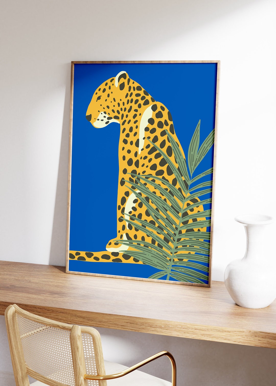 Blue Retro Leopard Print - Retro Art, Bright Bold, Leopard Cheetah ...