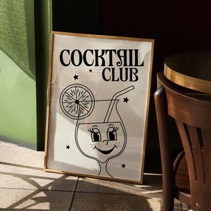 Retro Cocktail Club Character Print - Fun 70s 80s 90s Cocktail Club ...