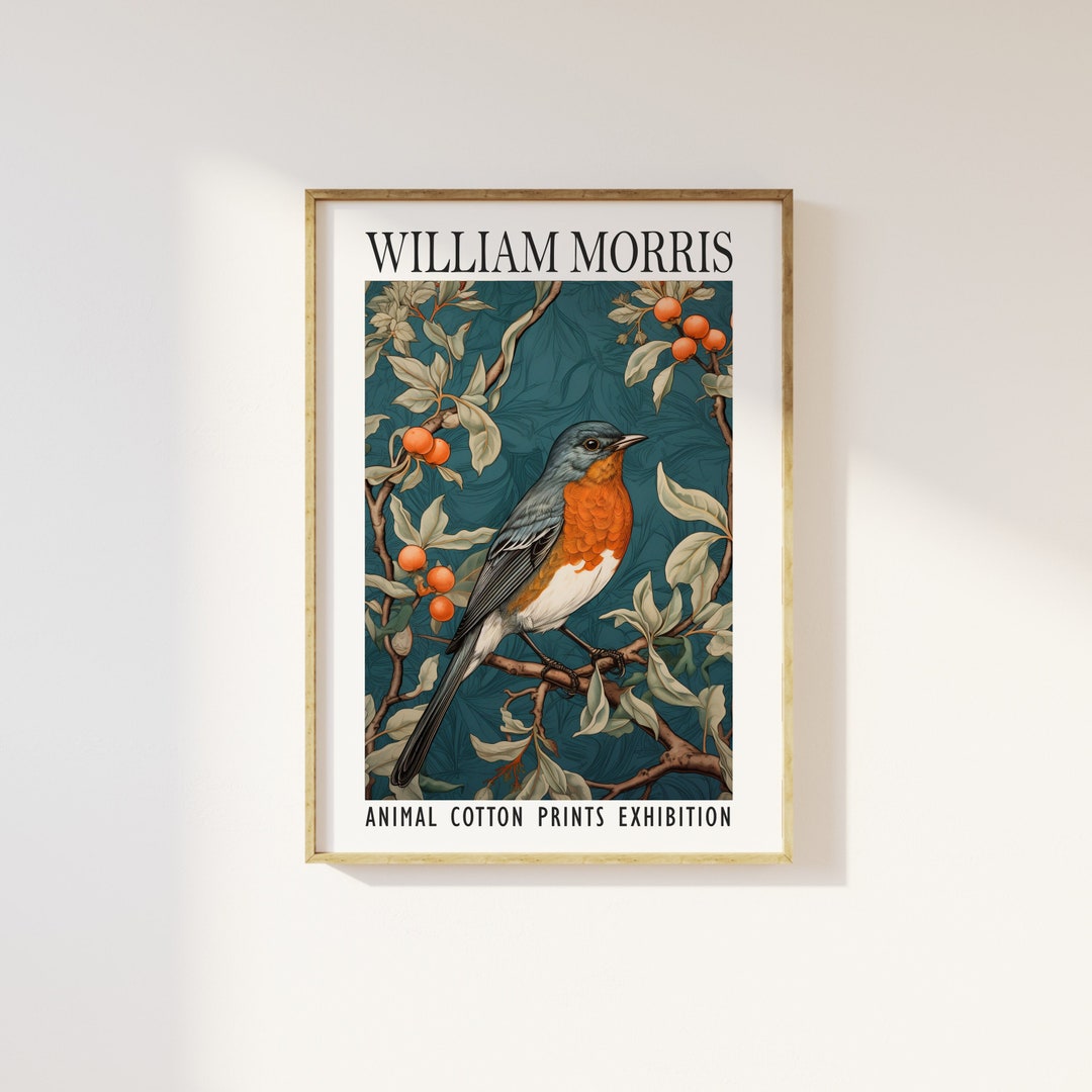 William Morris Style Robin Print - Animal Cotton Prints Exhibition ...