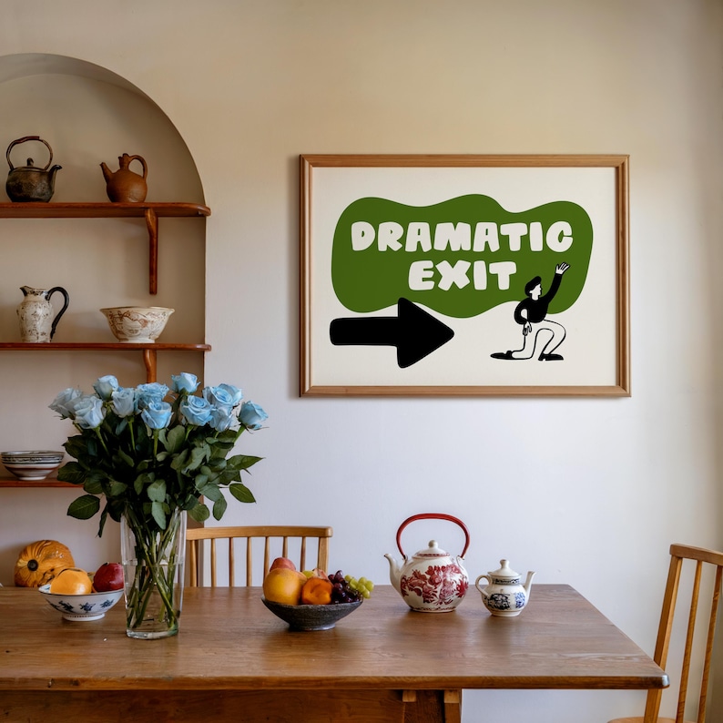 Dramatic Exit Print: Retro Modern Hallway Art - Etsy UK